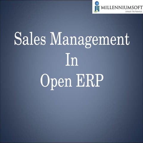 Sales Management in Open ERP | PPT