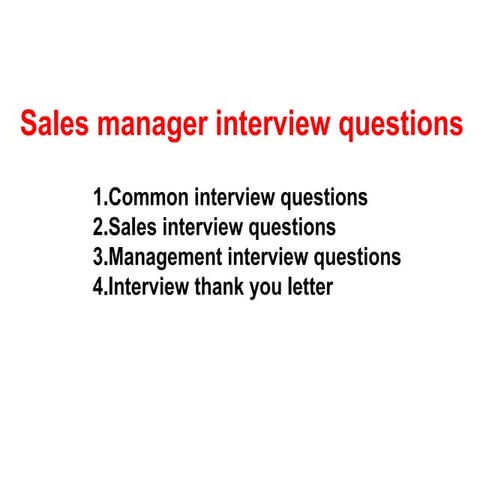 Sales manager interview questions | PPT