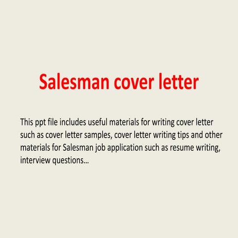 Salesman cover letter | PPT