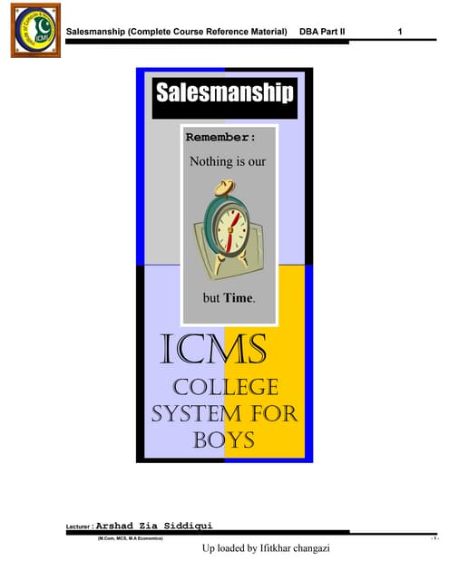 Salesmanship | PPTX | Sales | Business