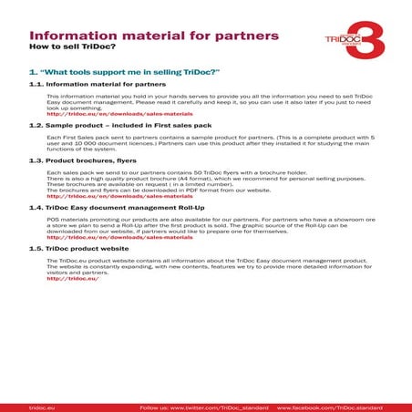 Sales material - "How to sell TriDoc" | PDF