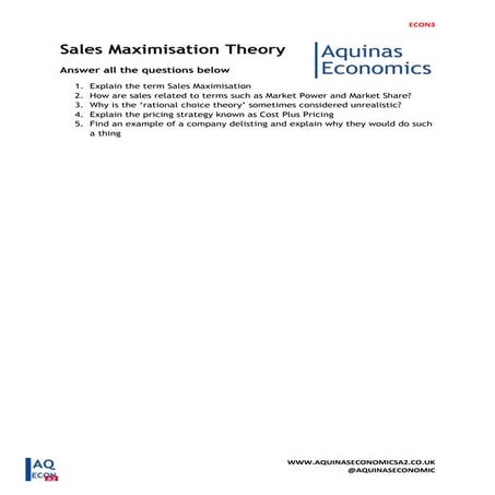 Sales maximisation theory | DOCX
