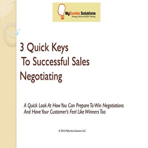 3 Quick Keys To Successful Sales Negotiating | PDF