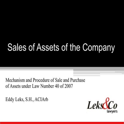 Sales Of Assets Of The Company | PPTX