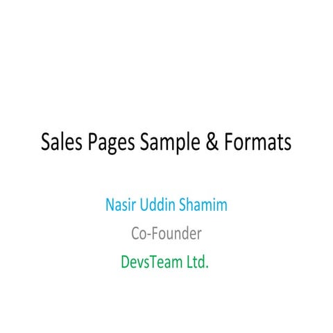 Sales Page Samples & Formats | PPT