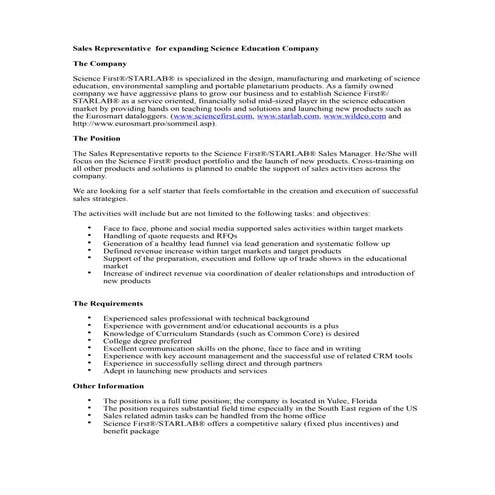 National Sales Manager | DOCX