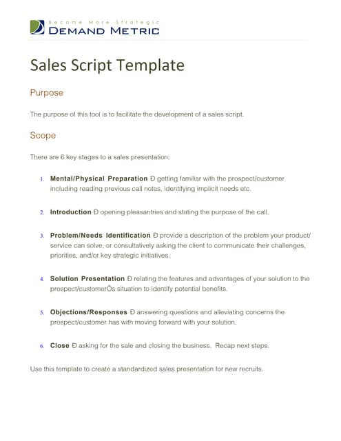 Sales script writing services