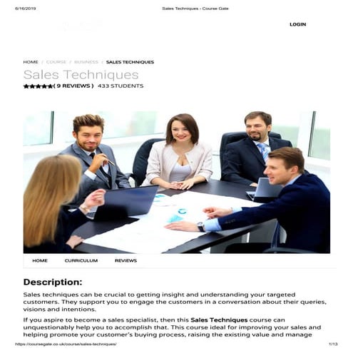 Sales Techniques - Course Gate | PDF
