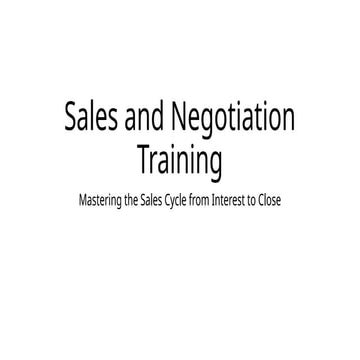 Sales Cycle and Negotiation Training outline | PPTX