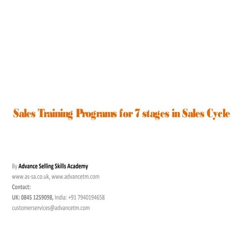 Sales training programs for 7 stages in sales | Recipes for Training ...