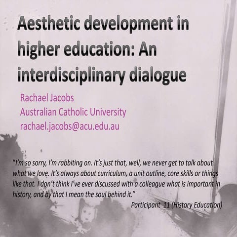 Aesthetic development in higher education: An interdisciplinary ...