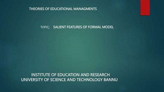 Theories of Educational Management | POT | Professional School | Postgraduate Education