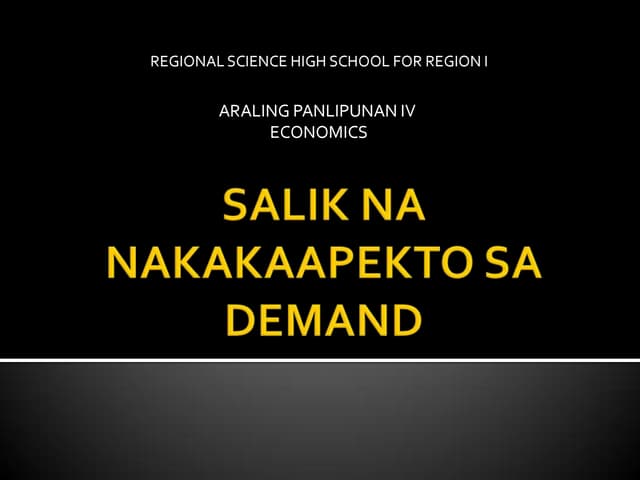 Elasticity of Demand (Filipino) | PPTX