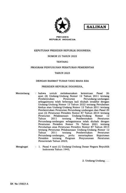 Dokumen Salinan Keppres Nomor 5 Tahun 2025 | PDF