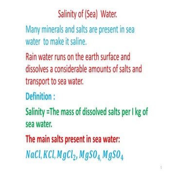 Salinity of sea water and water pollution | PPTX