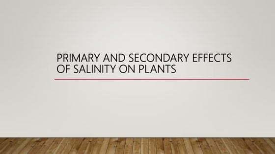 Signaling mechanisms due to salinity stress | PPTX