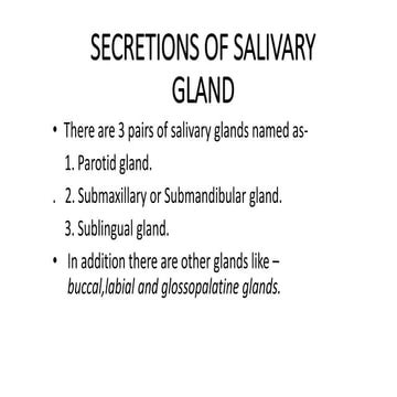 Salivary gland,basic info, function, secretion and regulation | PPTX