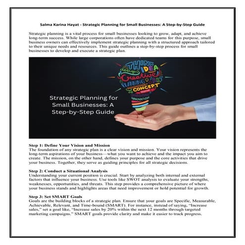 Salma Karina Hayat - Strategic Planning for Small Businesses - A Step ...