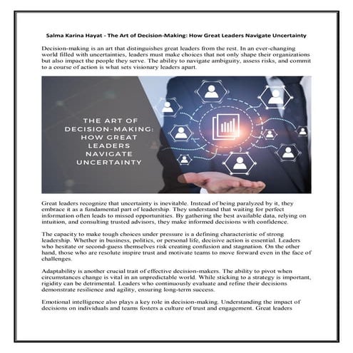 Salma Karina Hayat - The Art of Decision-Making - How Great Leaders ...