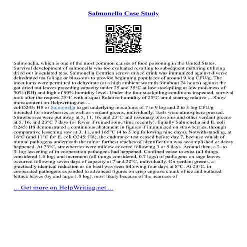 Salmonella Case Study | PDF