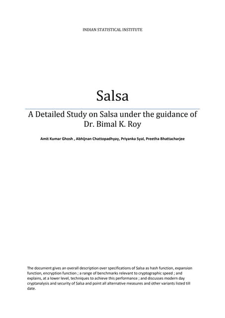 Salsa20 Cipher | PPTX