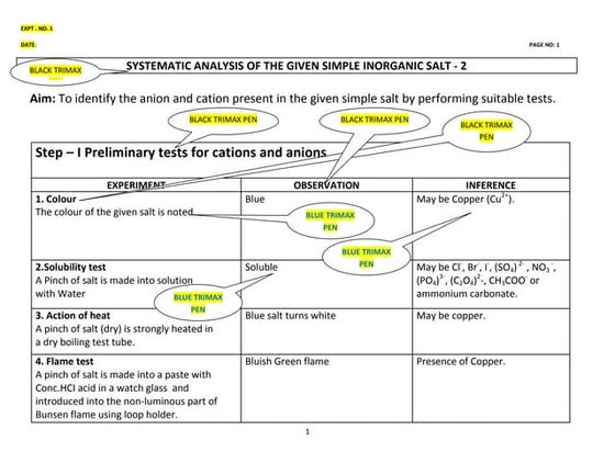Salt Analysis.pdf | Chemistry | Science