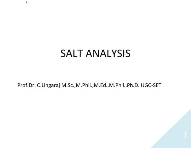 CHEMISTRY Salt analysis class 12 | DOCX