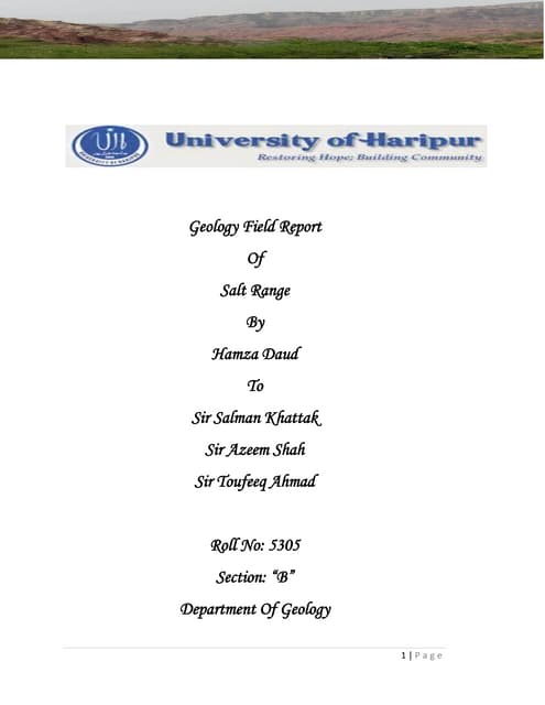 SALT RANGE | GEOLOGY OF PAKISTAN | PDF