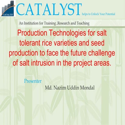 Production Technologies for Salt Tolerent rice varieties. | PPT