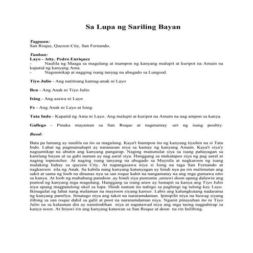 Sa lupa ng sariling bayan | DOCX