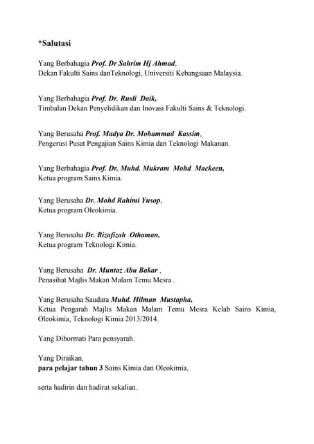 Teks Pengacara Majlis Perasmian Penutupan Program | PDF