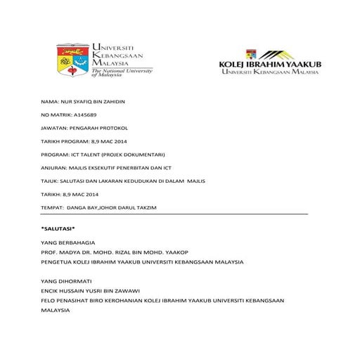 Salutasi dan susun atur majlis | DOCX