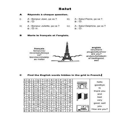 Salut worksheet | DOC