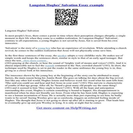 Salvation By Langston Hughes Essay | PDF
