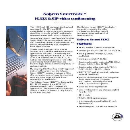 Salyens Smeet SDK ™ H.323 | PDF | Operating Systems | Computer Software and Applications