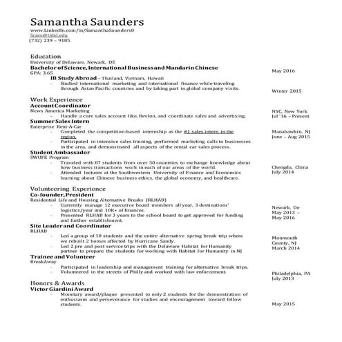 Samantha Resume 2016 | DOCX