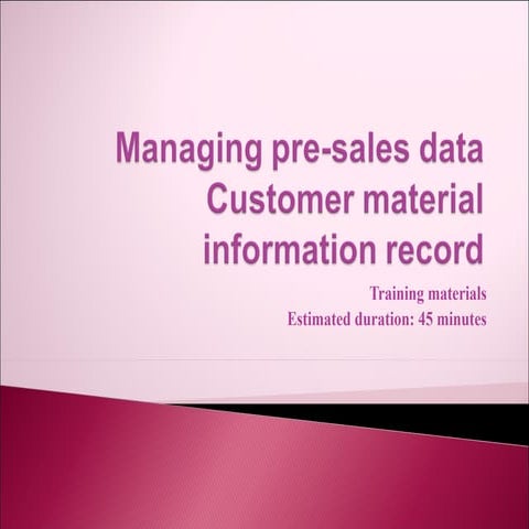 Sameers Managing Customer Material Info Record | PPT