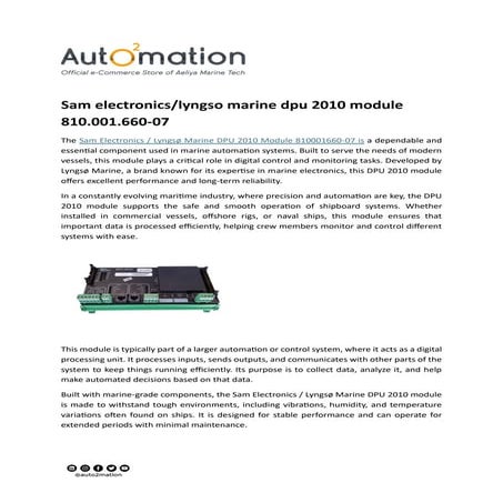 Sam electronics lyngso marine dpu 2010 module 810.001.660-07 | PDF