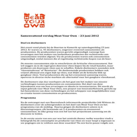 Samenvattend verslag meat your own | DOCX