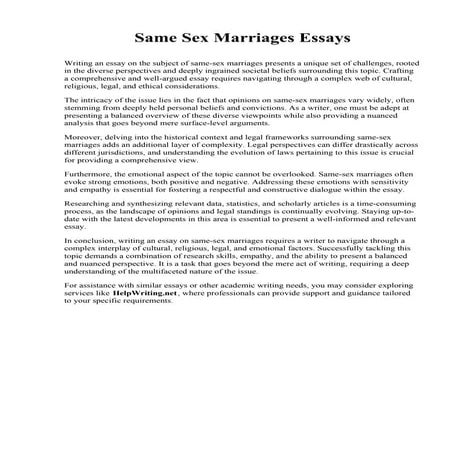 Same Sex Marriages Essays. Abraham Baldwin Agricultural College | PDF ...