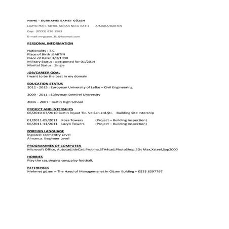 Samet gözen cv ass.2 | PDF