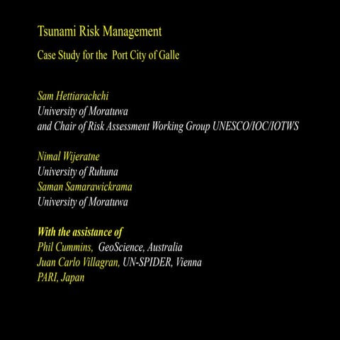 Tsunami risk assessment and management - case studies from Sri Lanka | PPTX