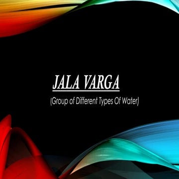 Jala and Ksira Varga | PPT (Ashtang Hriday / Samhita) | PDF