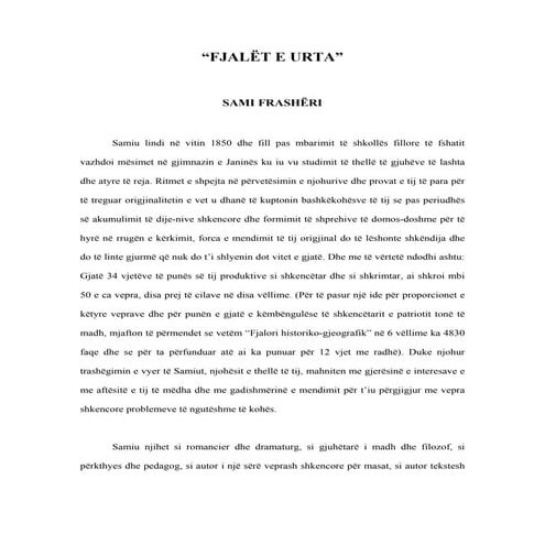 Sami Frasheri ``Fjalet E Urta`` | PDF