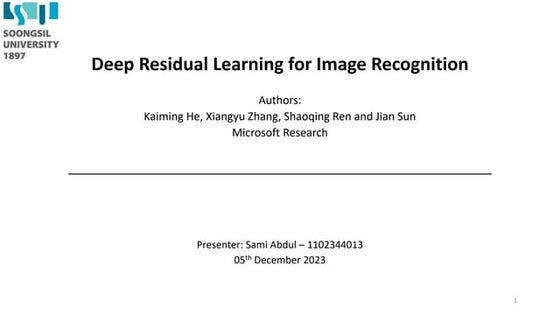 CNN_Deep Learning ResNet_Presentation1.pptx | Computer Networking | Computing