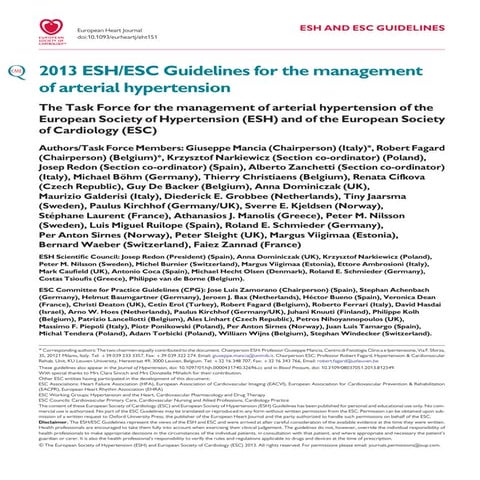 2023 Esh Guidelines For The Management Of Arterial Hypertension Esh | PDF