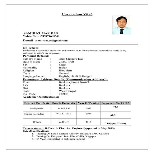 Samir resume. format | DOC