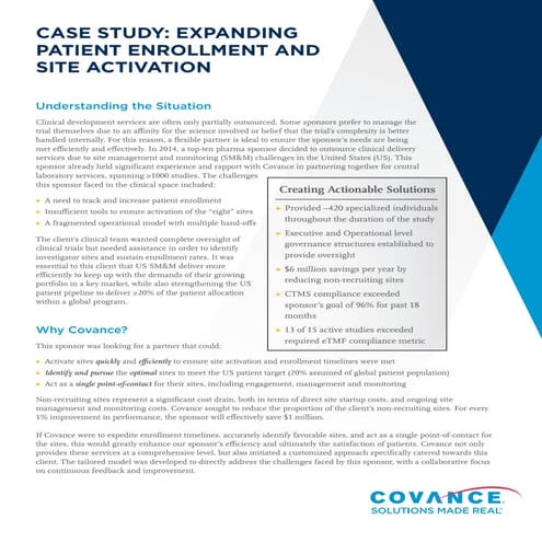 Expanding Patient Enrollment and Site Activation Study Case Study ...