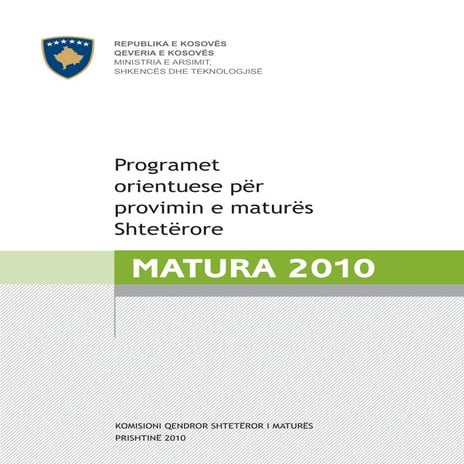 Programet orientuese për provimin e maturës Shtetërore | PDF