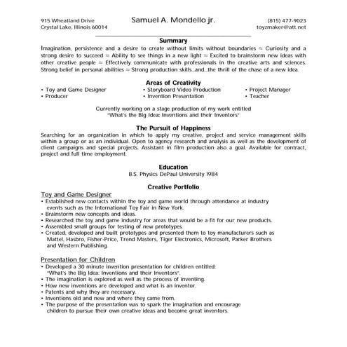 Sam Mondello Resume | PDF